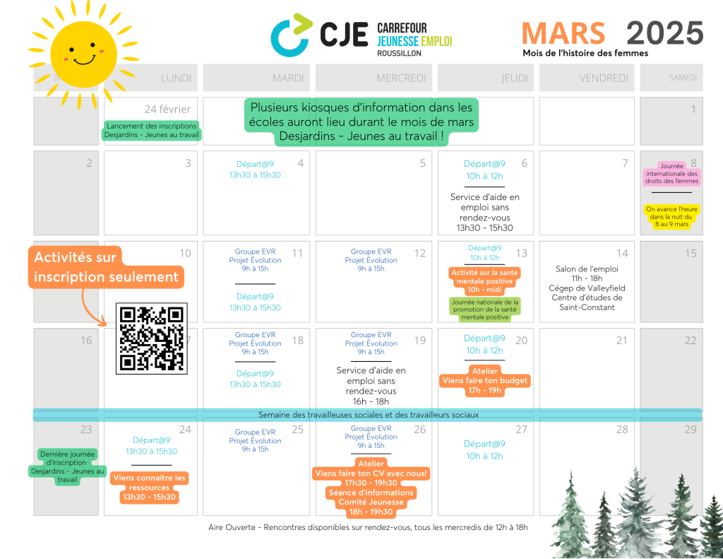 Calendrier des activités – CJE Roussillon